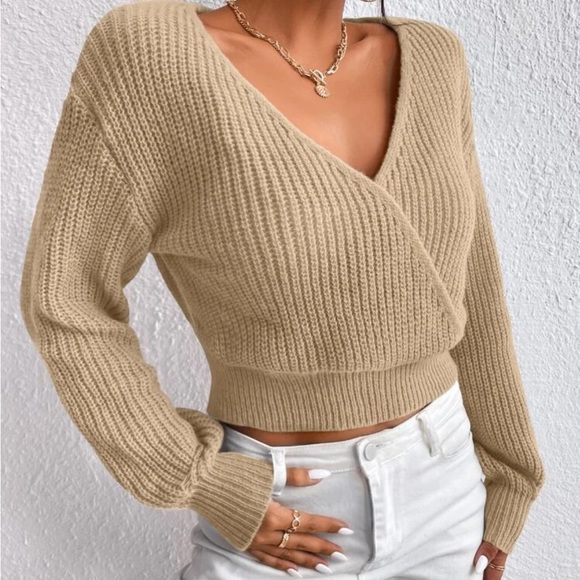 Sweaters | Luxe Surplice Neck Knit Sweater | Poshmark